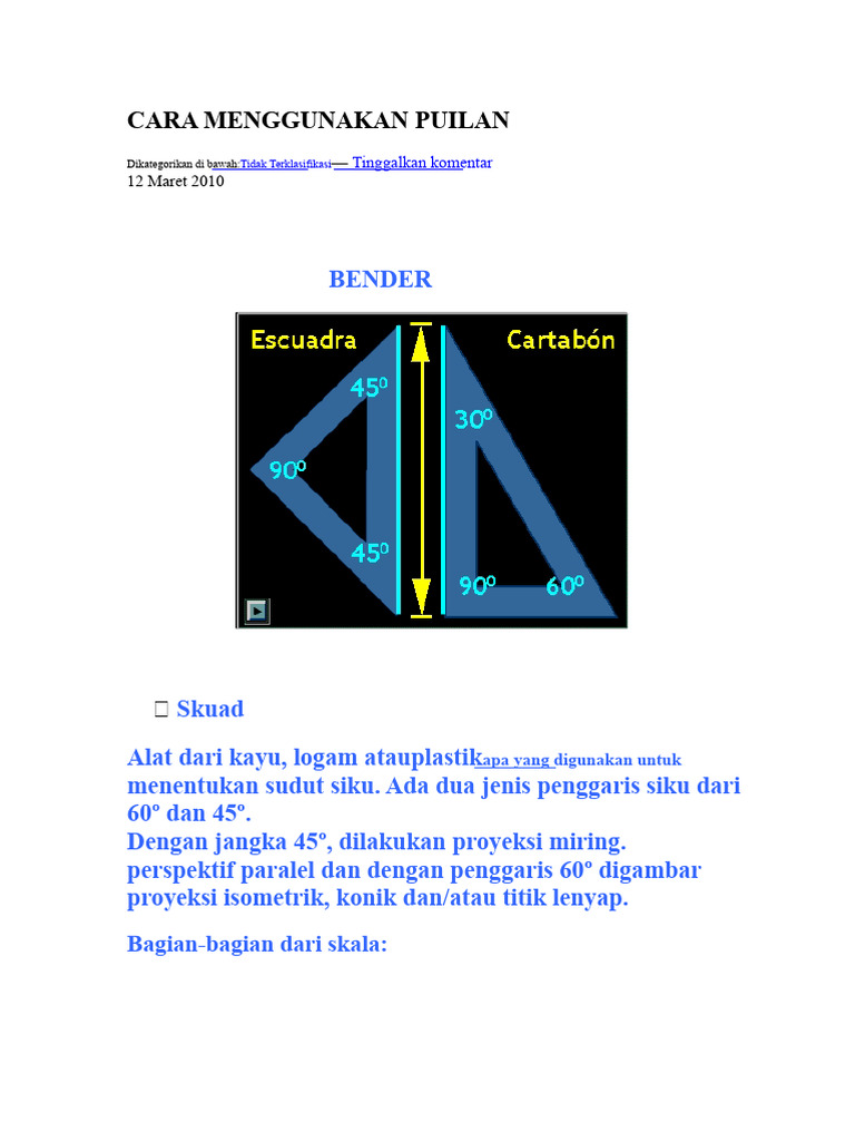 Panduan Penggunaan Penggaris Siku | PDF