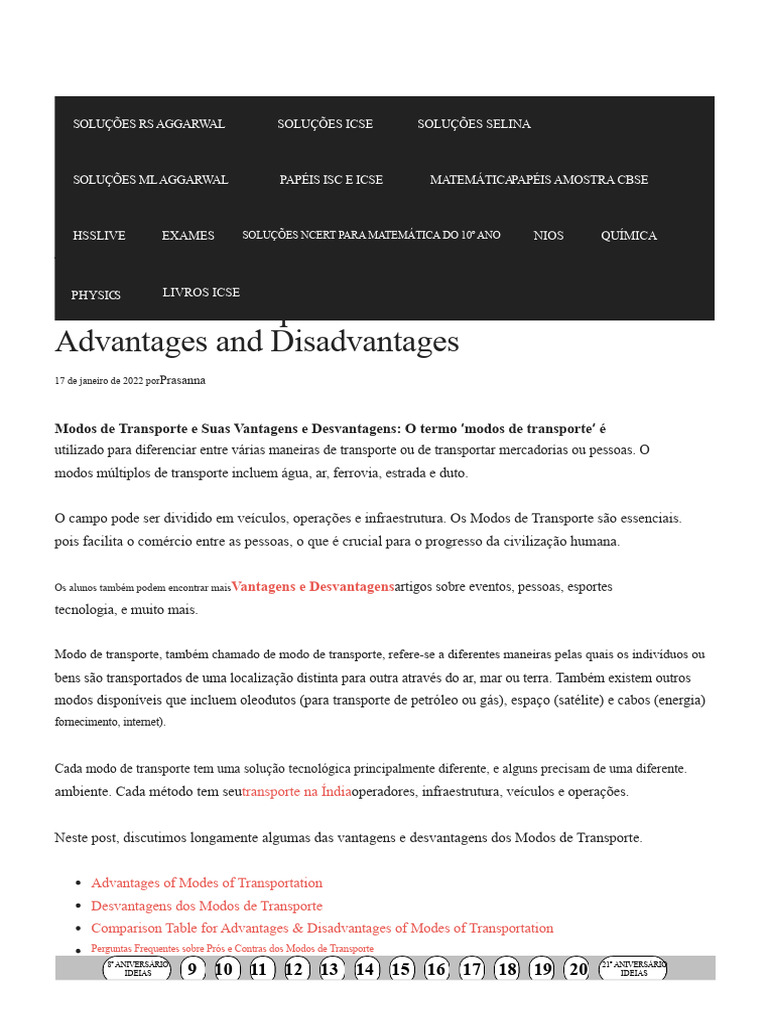 Modos de Transporte e Suas Vantagens e Desvantagens | PDF | Transporte | Transporte ferroviário