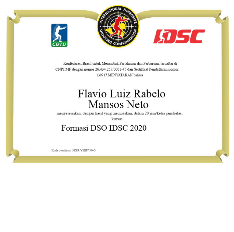 Sertifikat Kursus DSO IDSC 2020 Flavio Rabelo | PDF