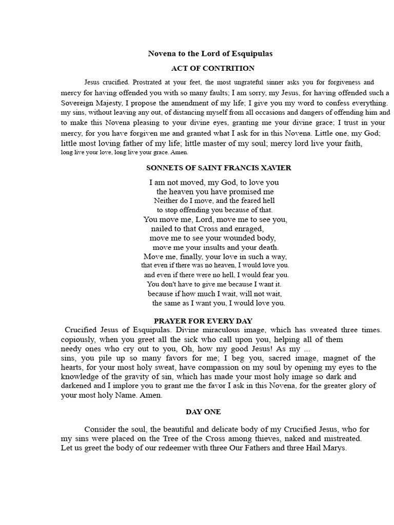 Novena Prayer to the Lord of Esquipulas | PDF | Jesus | Mercy