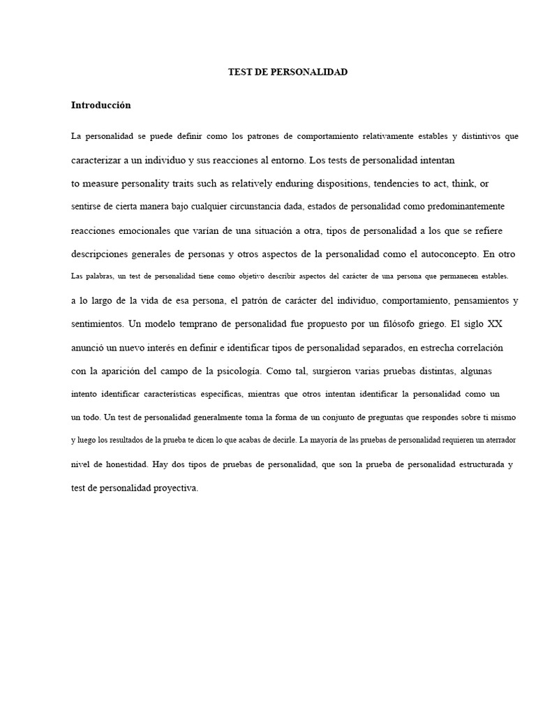 Tipos y Métodos de Tests de Personalidad | PDF | Razonamiento deductivo ...