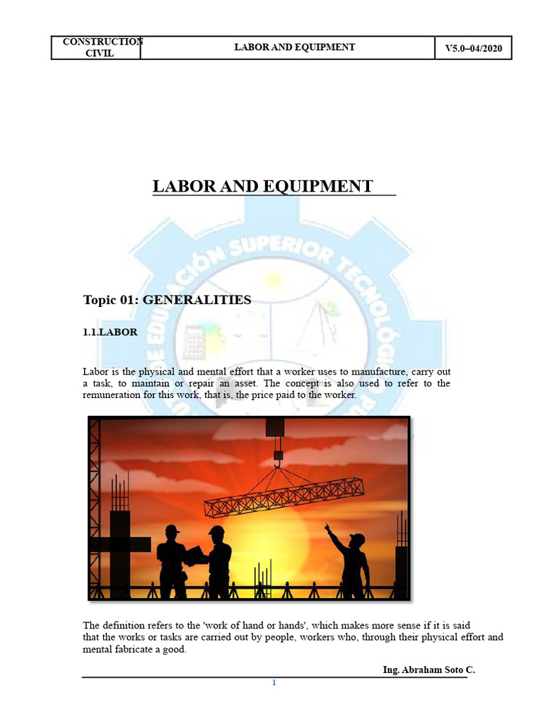 Labor and Equipment Manual (Final) | PDF | Cost Of Living ...