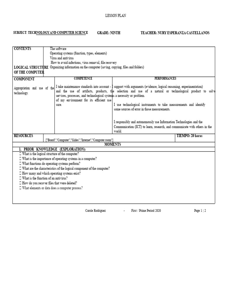 Format Class Plan Computer Science | PDF | Computer Virus | Antivirus ...