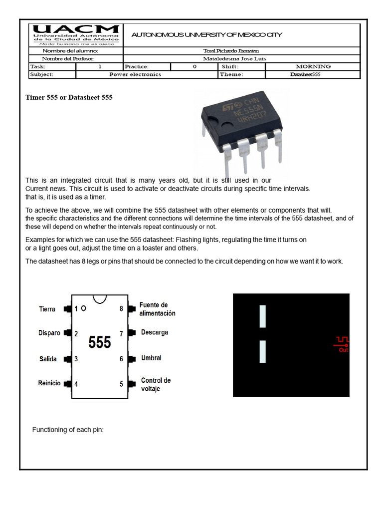 task 1 Timer 555 or Datasheet 555.pdf | PDF | Resistor | Electrical Network