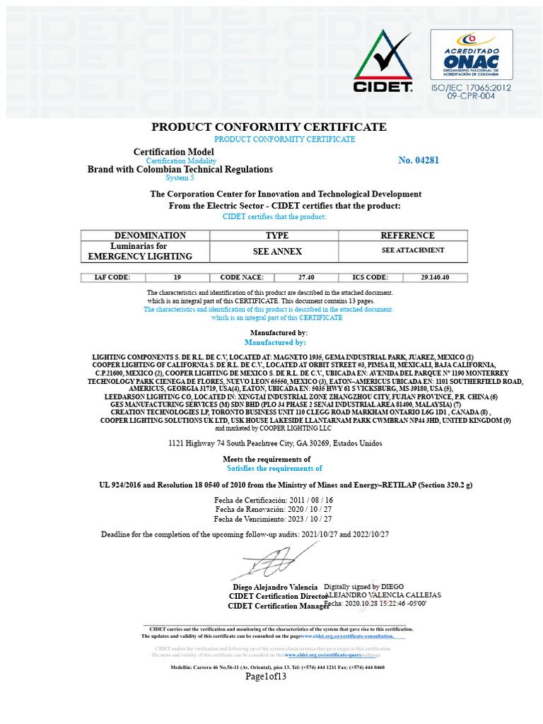 Emergency Lighting Certificate | PDF | Architectural Elements ...