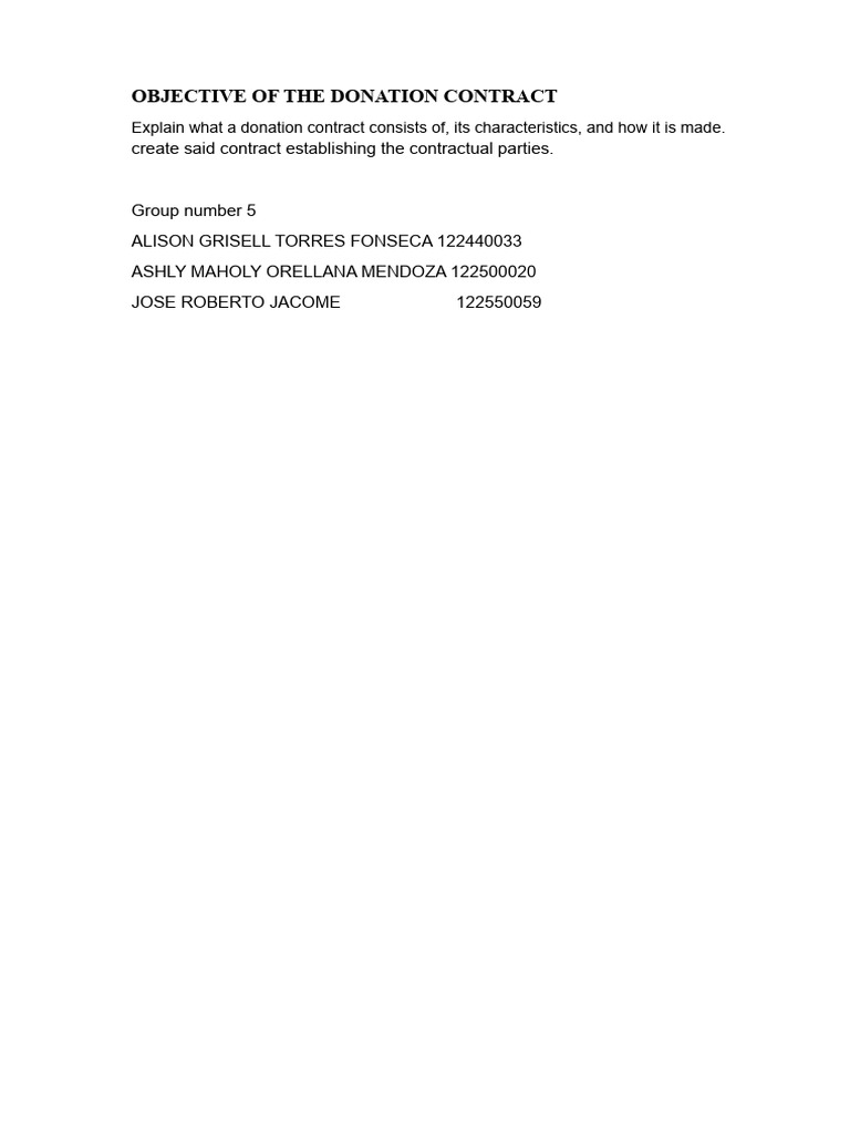 Donation Contract. | PDF | Donation | Civil Law (Legal System)