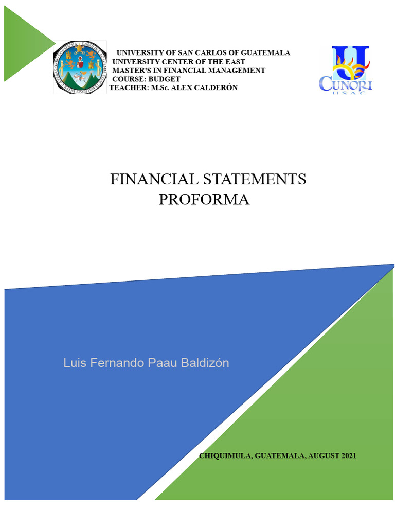 Proforma Financial Statements | PDF | Expense | Income Statement