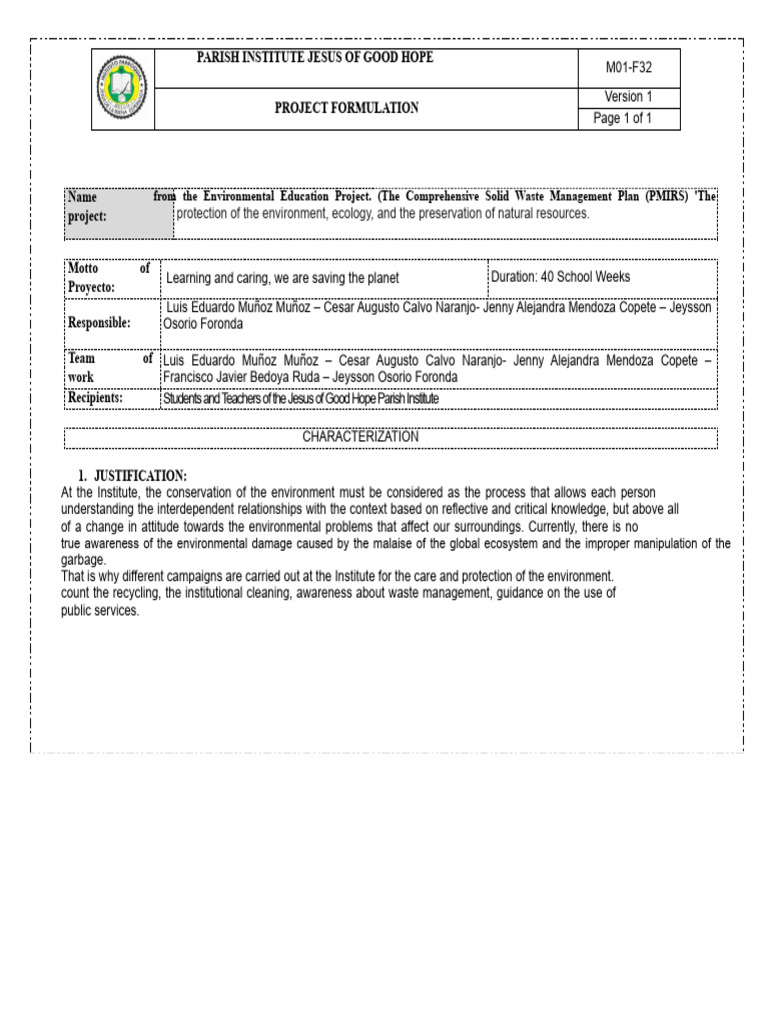 Environmental Education Project - 2024 | PDF | Natural Environment ...
