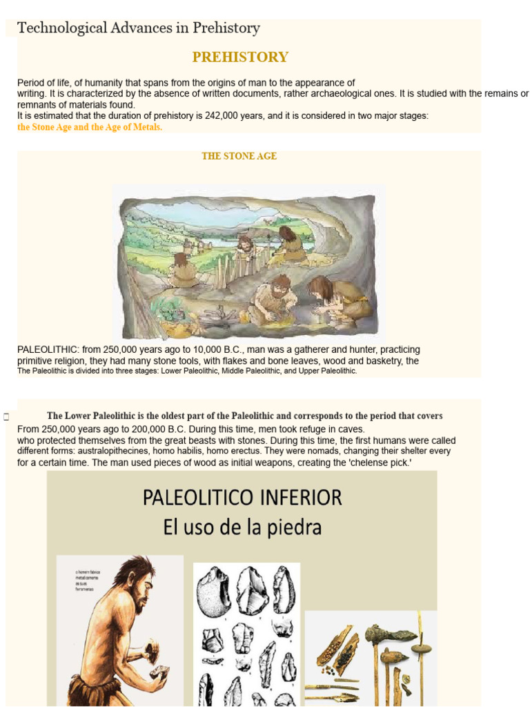 Technological Advances in Prehistory | PDF | Paleolithic | Stone Age