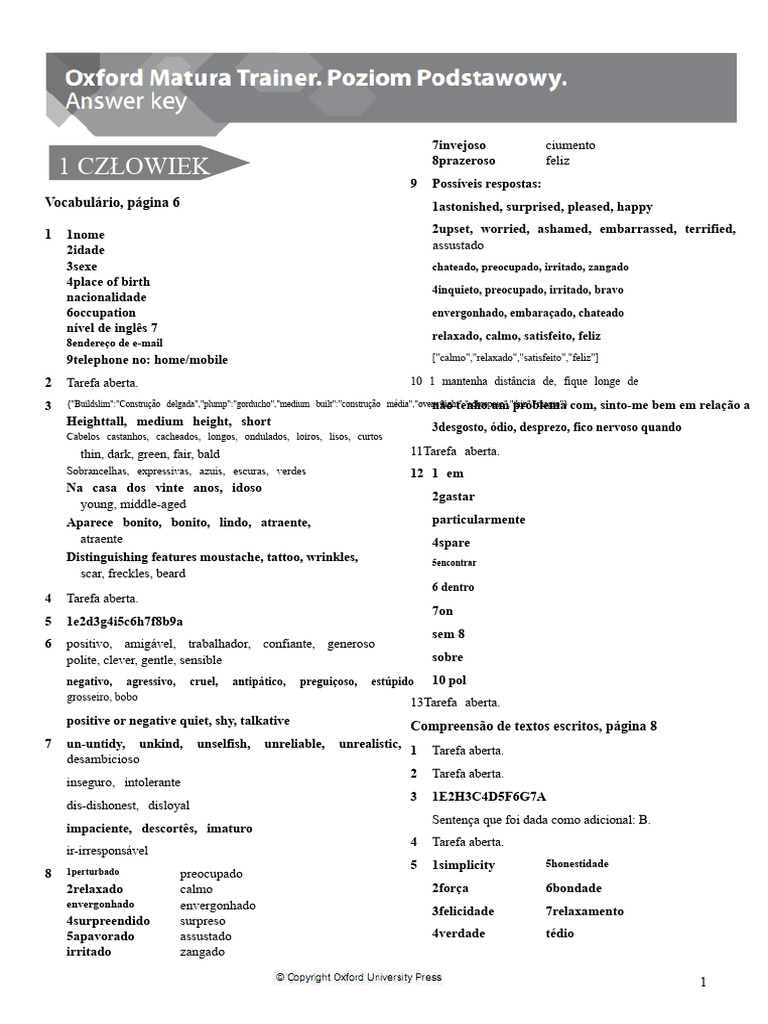 oxford_matura_trainer_nível_básico_chave | PDF