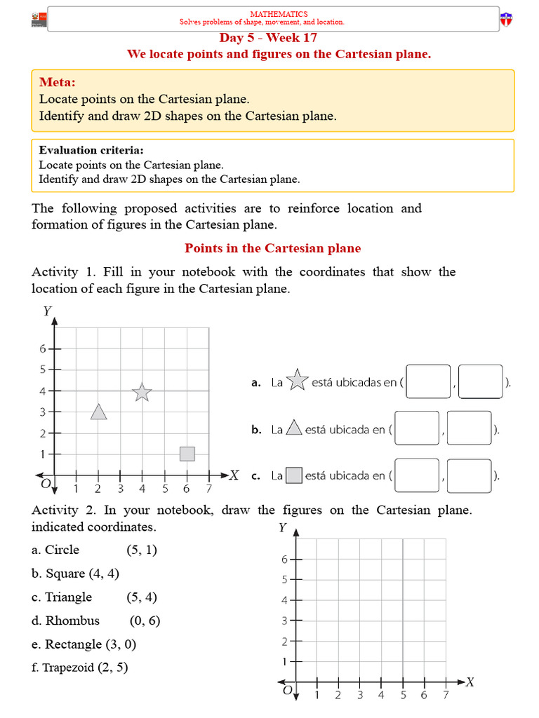 D5. We Locate Points and Figures On The Cartesian Plane. M | PDF