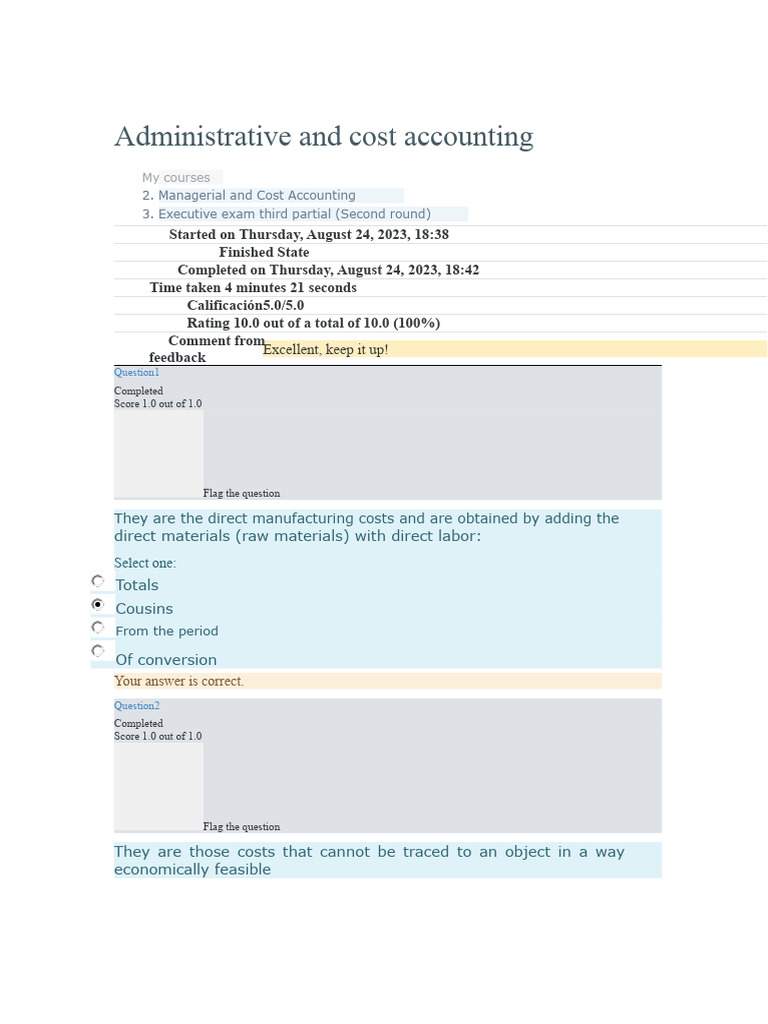 Administrative and Cost Accounting - Week 3 | PDF