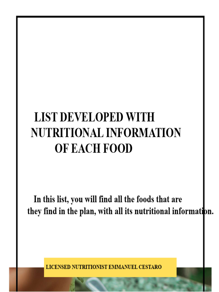 Extensive List of Nutritional Information of Foods | PDF | Foods | Soybean