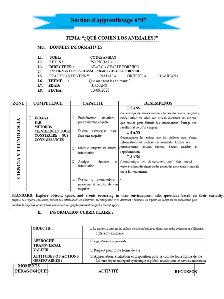 7. Session... "Que mangent les animaux" | PDF | Apprentissage | Eucaryotes
