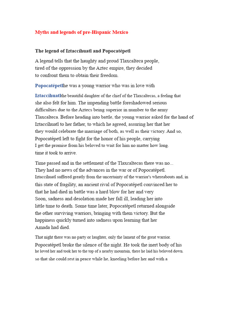 Myths and Legends of Pre-Hispanic Mexico 1 | PDF