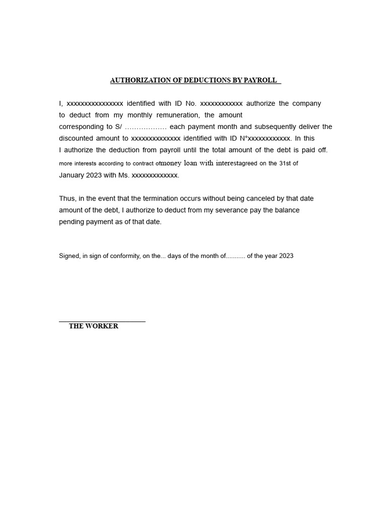 Authorization Form For Payroll Discount 2021 | PDF