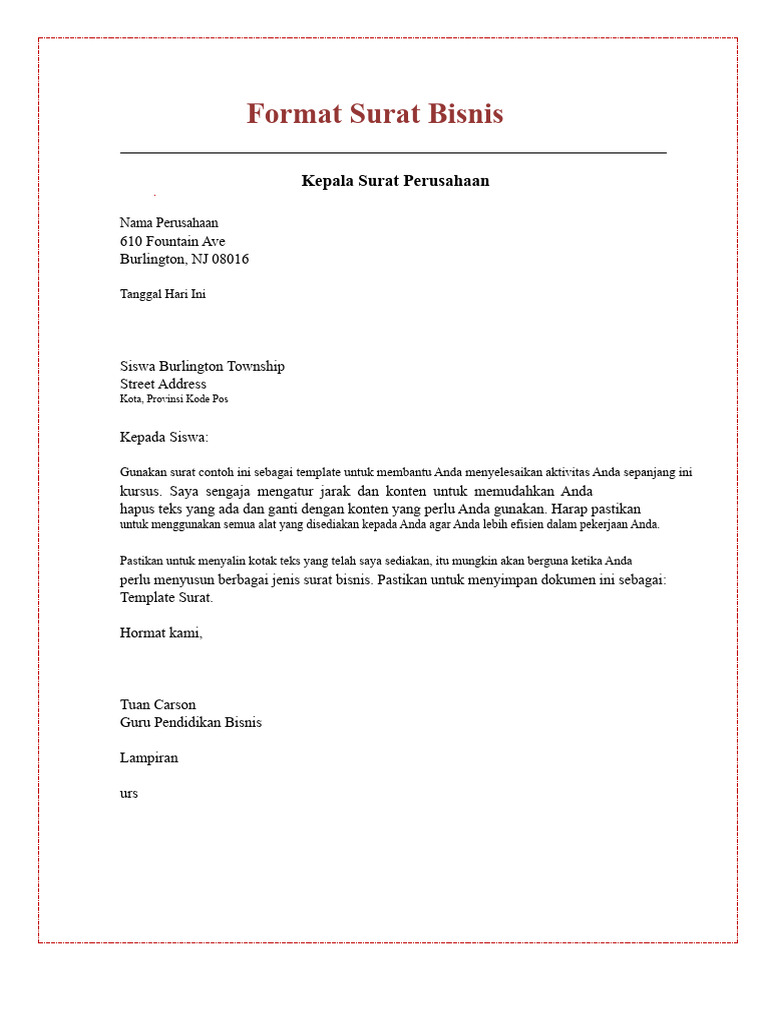 Template Surat Bisnis 1 | PDF