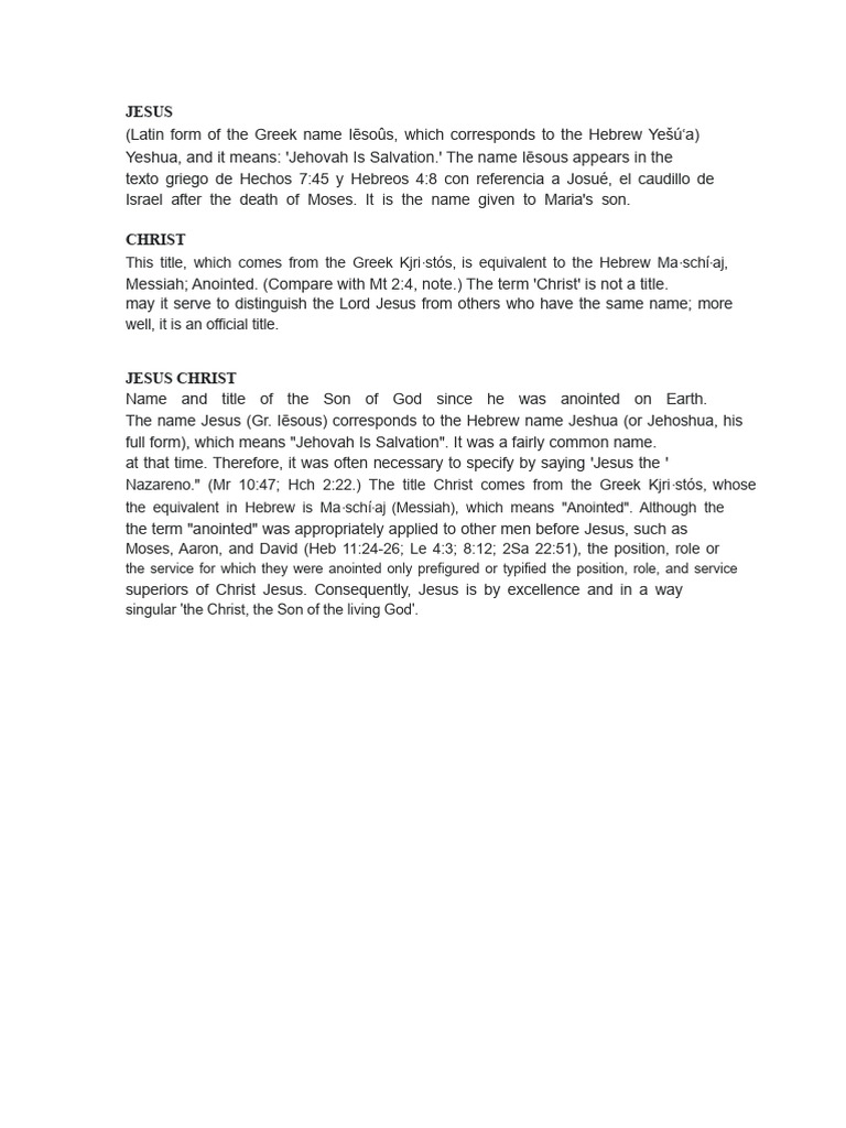 Difference Between Jesus, Jesus Christ, and Christ | PDF