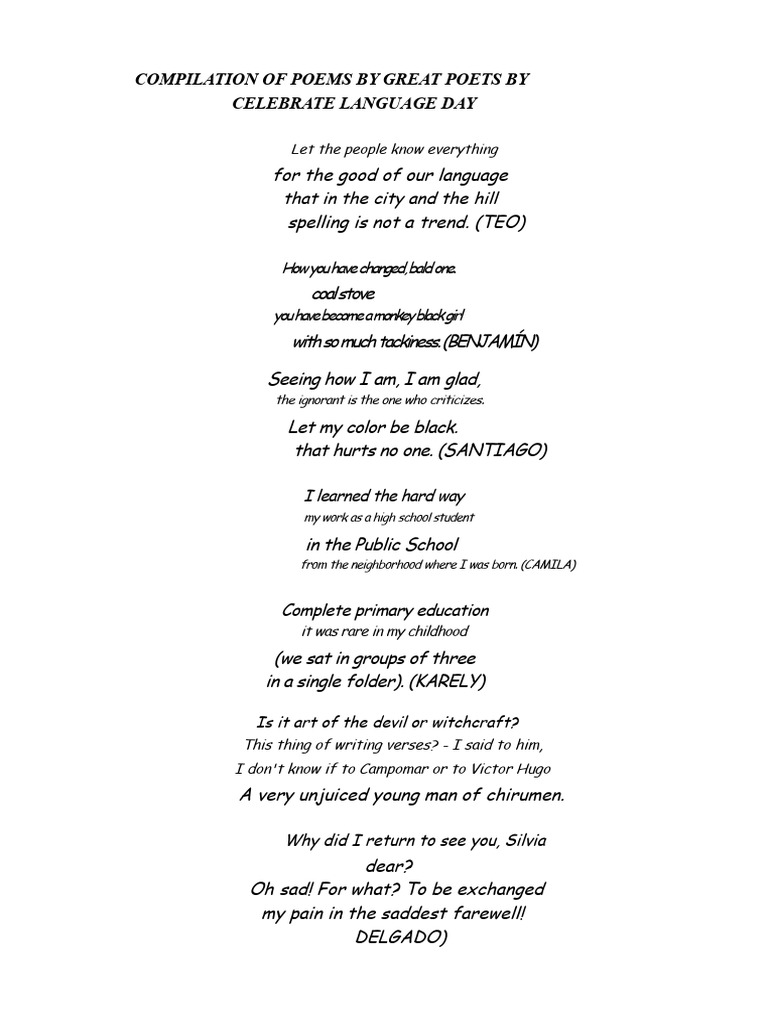Collection of Poems by Great Poets To Celebrate Language Day | PDF