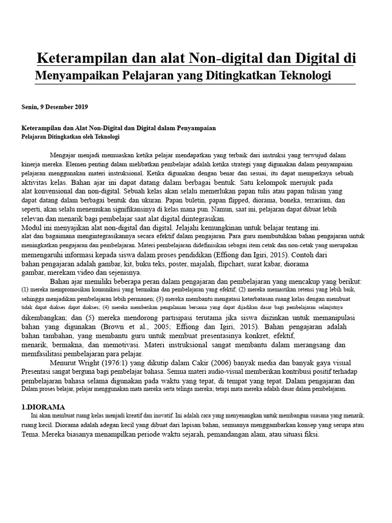 Alat Digital dan Non-Digital untuk Pengajaran | PDF