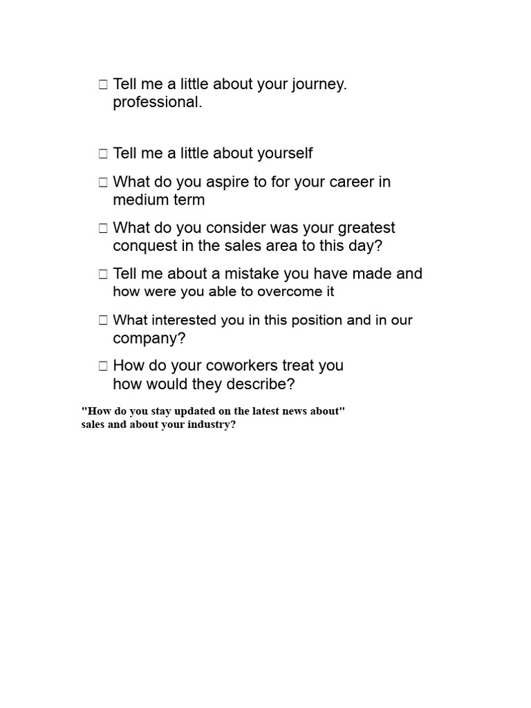 Tell Me A Little About Your Professional Journey. | PDF