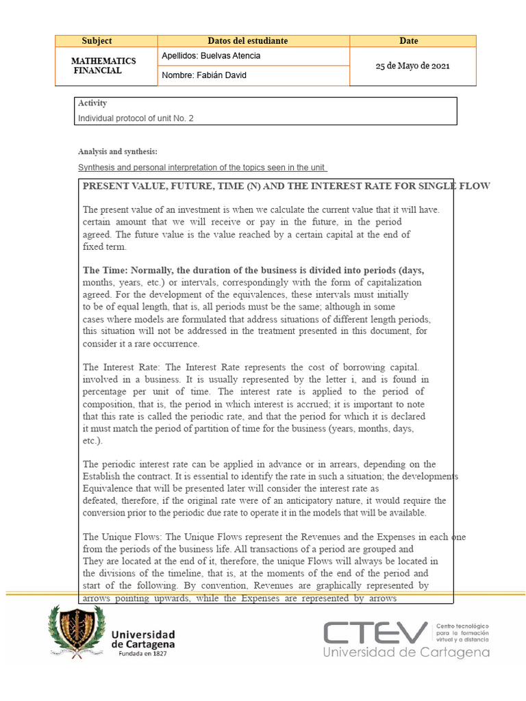 Individual Protocol UNIT 2 | PDF | Interest | Present Value