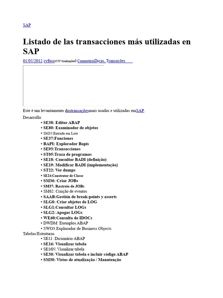 Comandos SAP | PDF | Informática