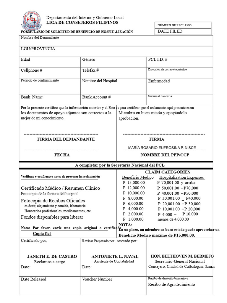 Formulario de Reclamo Médico PCL | PDF