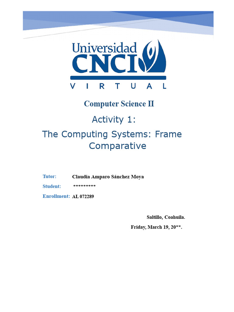 Activity 1, Computer Science II, CNCI Virtual University. | PDF ...
