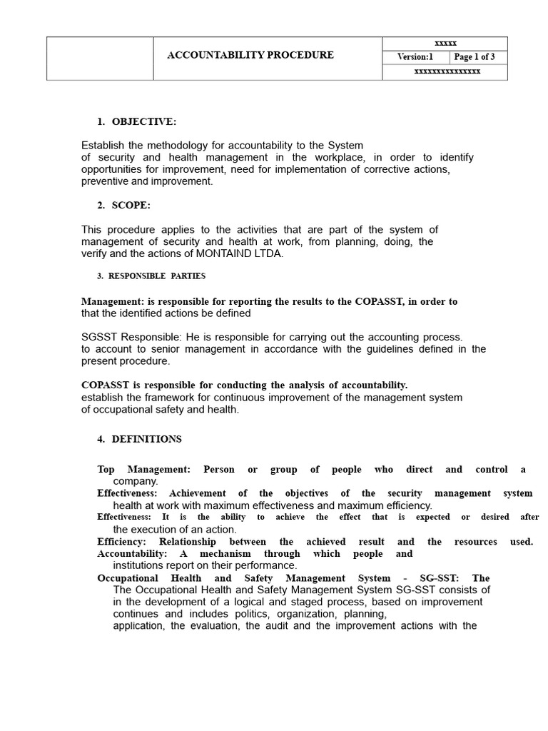 Workplace Accountability Procedure | PDF | Occupational Safety And ...