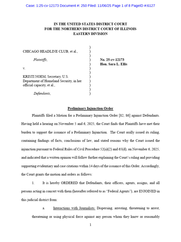 Preliminary Injunction on Federal Force Use | PDF | Common Law | Justice