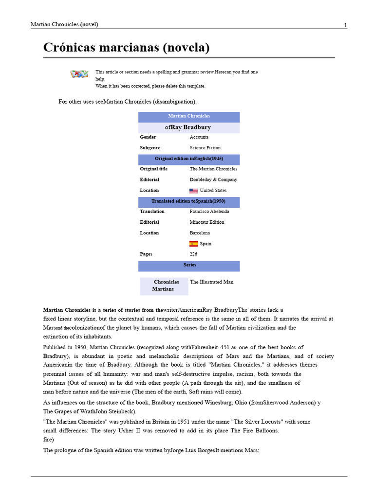 Martian Chronicles Overview and Analysis | PDF | Mars