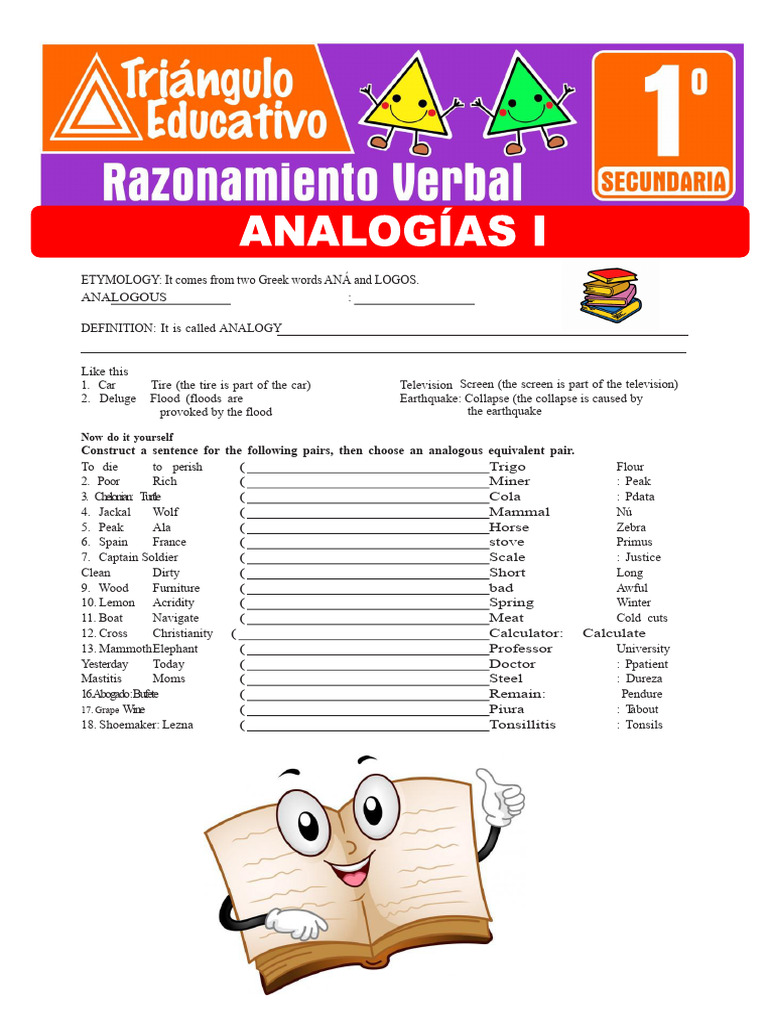 Analogies I For First Year of Secondary School | PDF