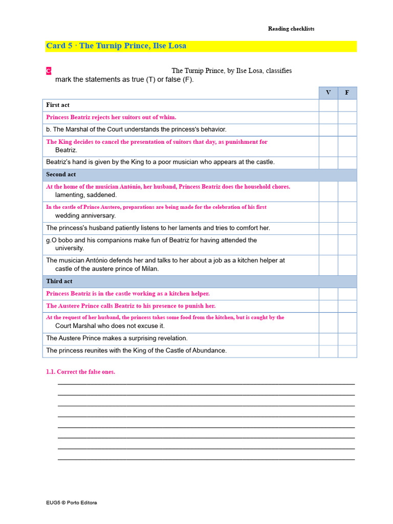 Reading Verification Test Prince Turnip | PDF