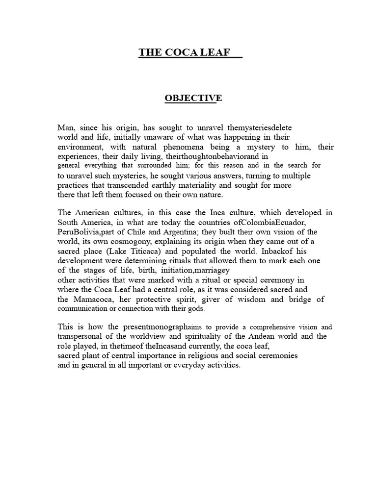 The Coca Leaf | PDF | Dietary Fiber | Diet & Nutrition