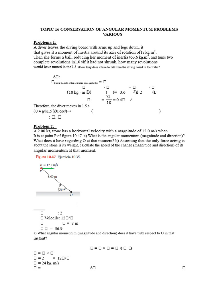 Problems of Angular Momentum Conservation | PDF | Angular Momentum | Quantity