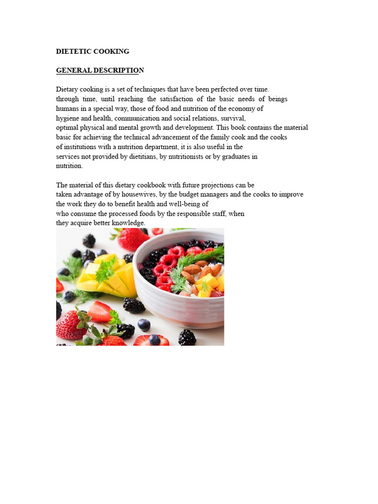 Dietetic Cooking | PDF | Dietitian | Cooking