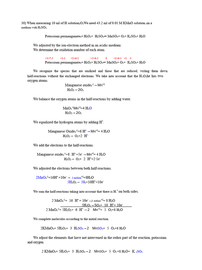 Redox Evaluation Of Hydrogen Peroxide With Potassium Permanganate Pdf