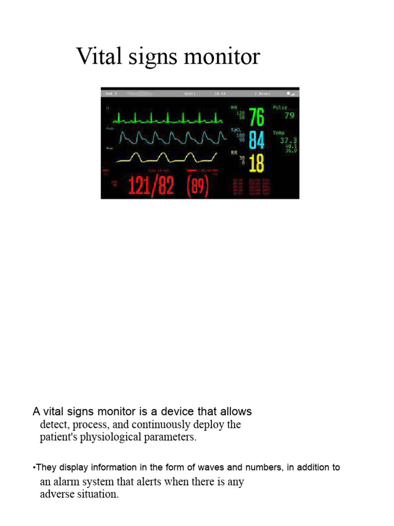 Vital Signs Monitor Overview and Features | PDF | Monitoring (Medicine ...