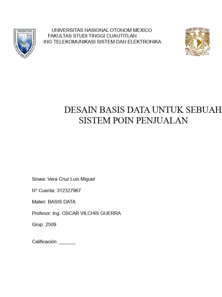 Desain Basis Data Untuk Titik Penjualan | PDF