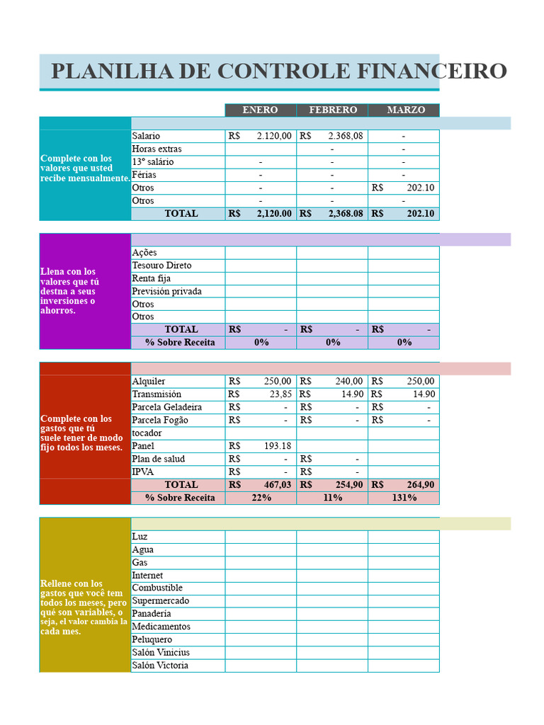 Control Financiero Personal en Excel | PDF | Economias