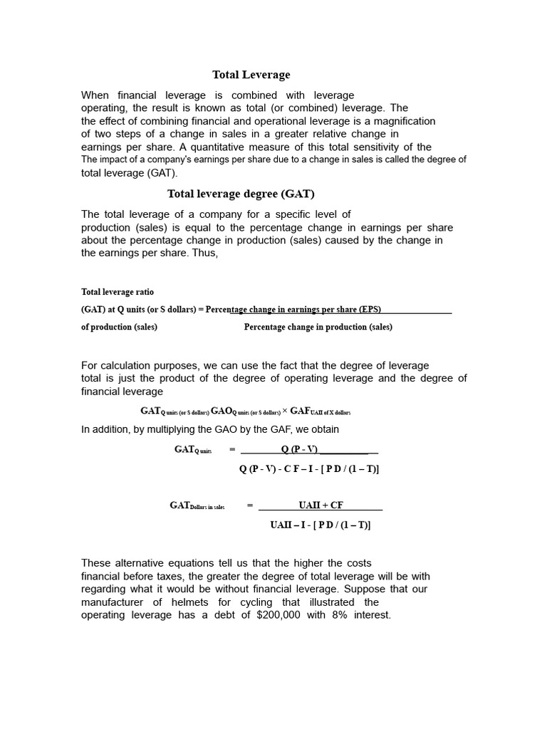 Understanding Total Leverage in Finance | PDF | Leverage (Finance) | Debt