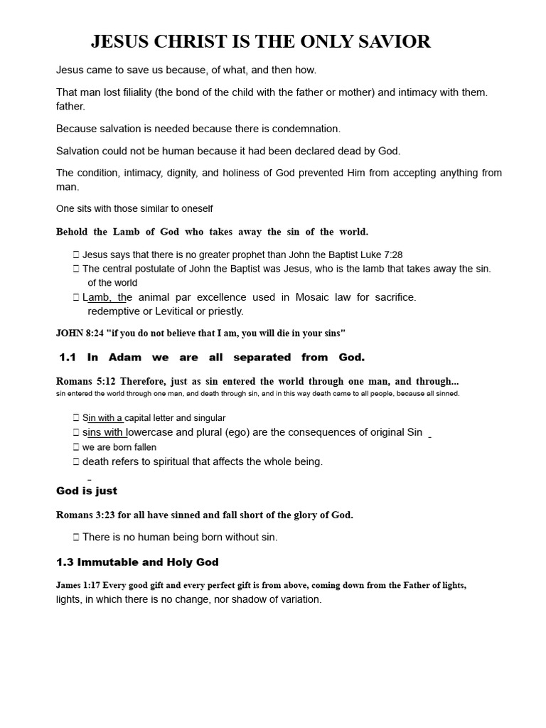 Jesus Christ: The Only Savior Explained | PDF | Jesus | Salvation
