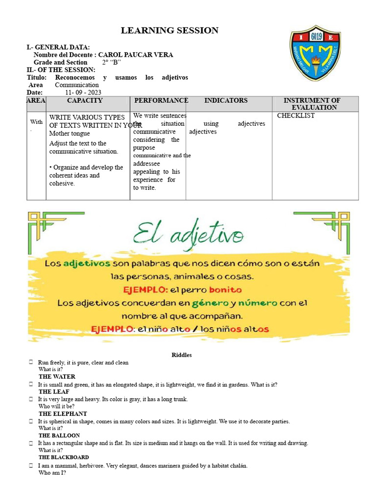 Qualifying Adjective 2nd Grade | PDF | Grammatical Gender | Adjective