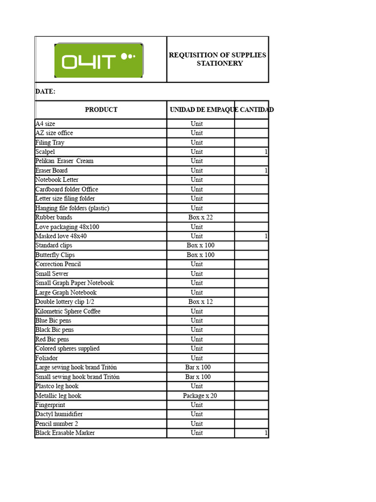 Office Supply Requisition List | PDF | Stationery