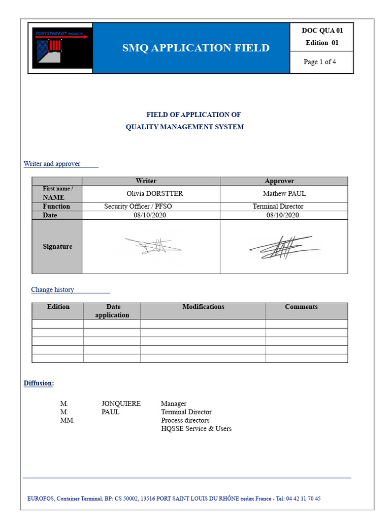 Procedure Application - Domain - QMS Example | PDF | Quality Management System | Quality Management