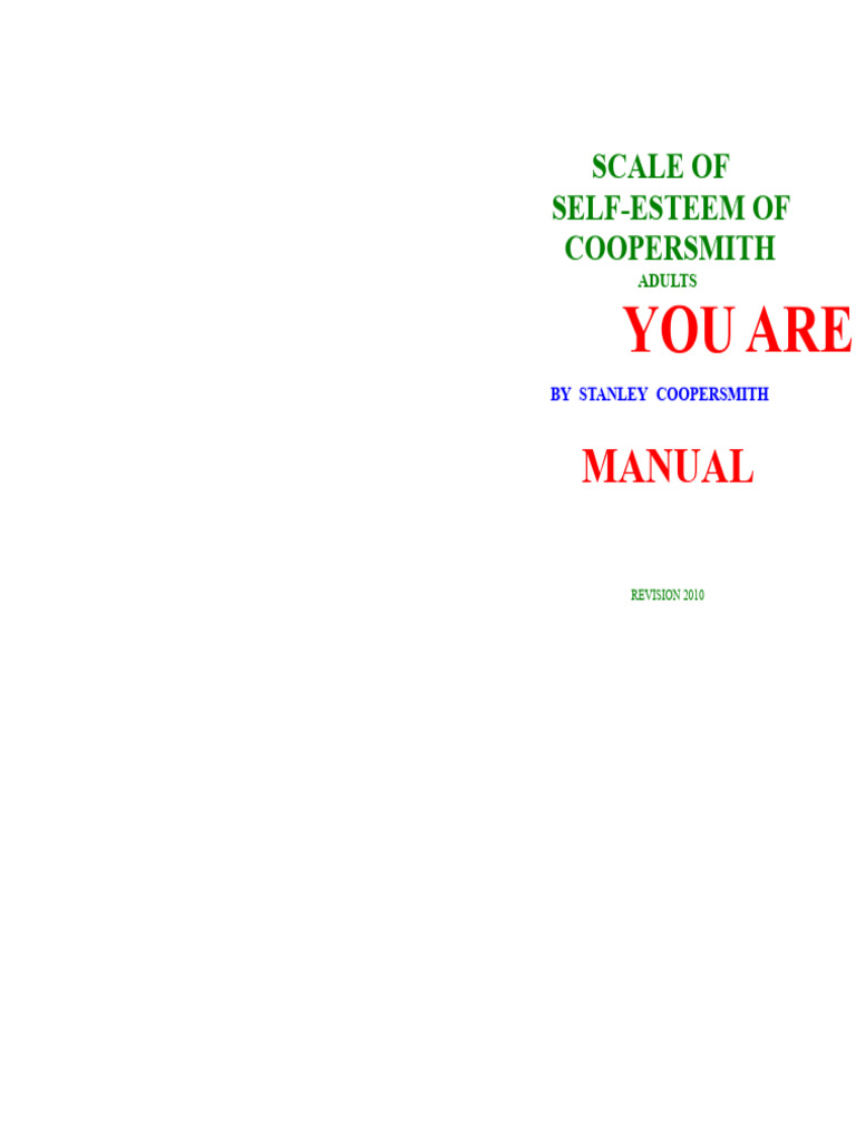 Coopersmith Self-Esteem Inventory Guide | PDF | Self Esteem | Validity ...