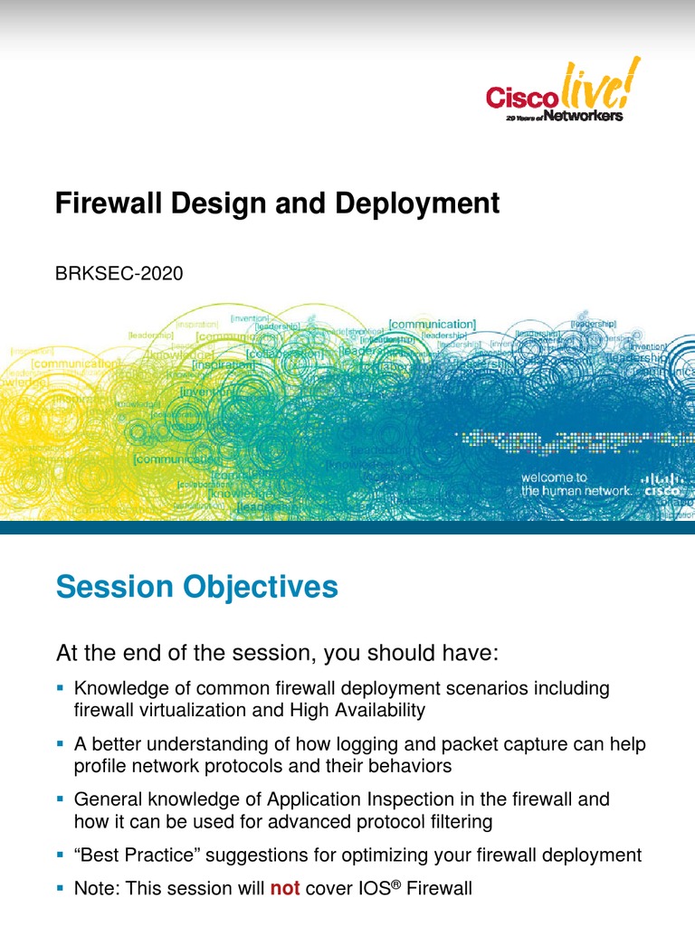 Firewall Design and Deployment: BRKSEC-2020 | PDF | Firewall (Computing) | Transmission Control ...