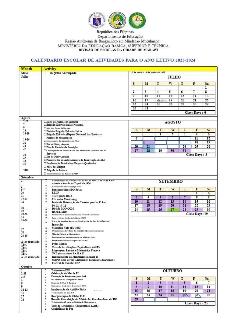 CALENDÁRIO ESCOLAR CSDM FINAL 2023-2024 | PDF | Ramadã