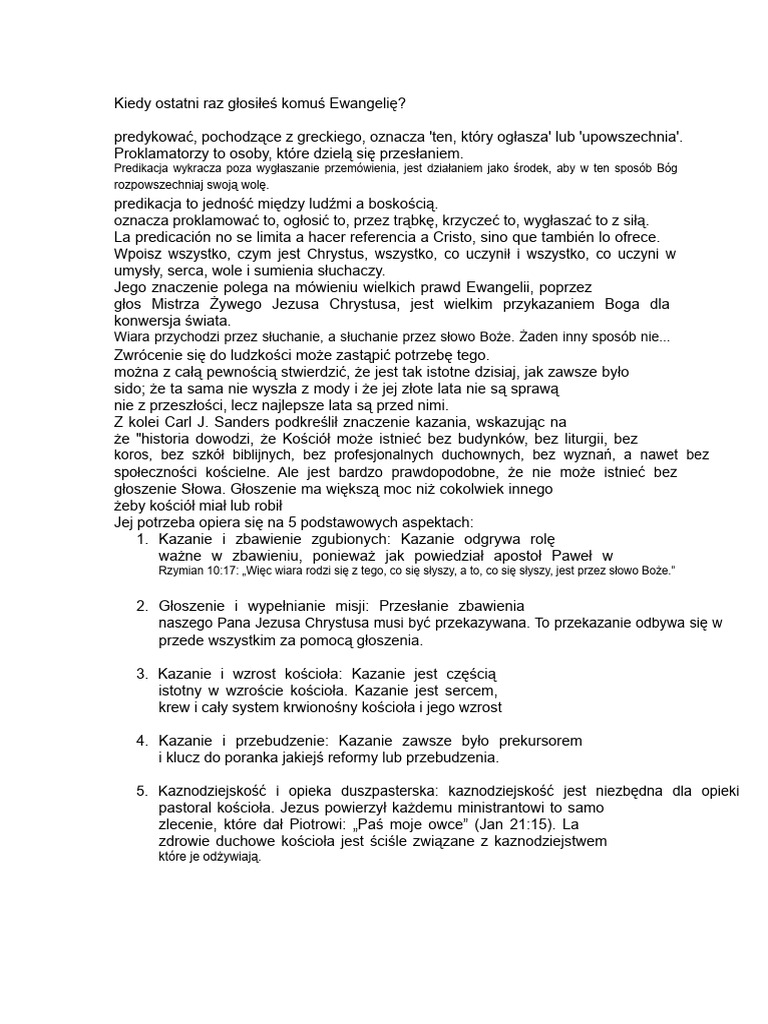 Esej Na Temat Znaczenia Kaznodziejstwa | PDF